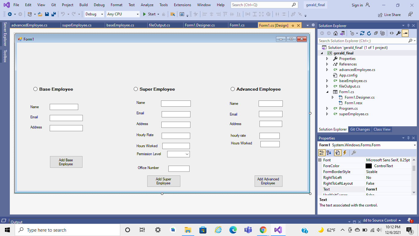 Solved C# Help: I am doing a personal project in Visual | Chegg.com