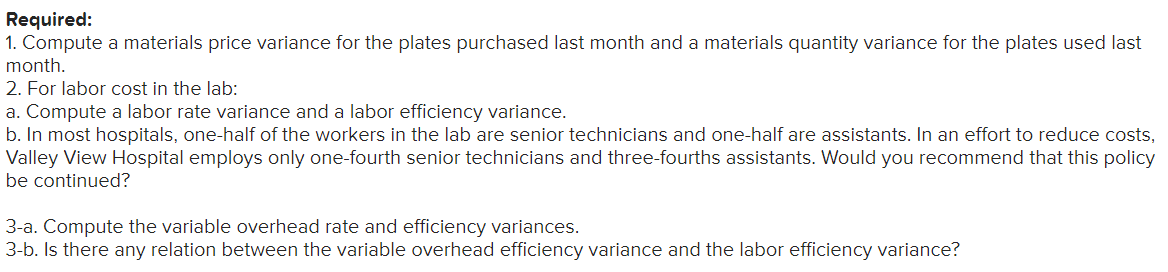 Solved Problem 10-12 (Algo) Variance Analysis in a Hospital | Chegg.com