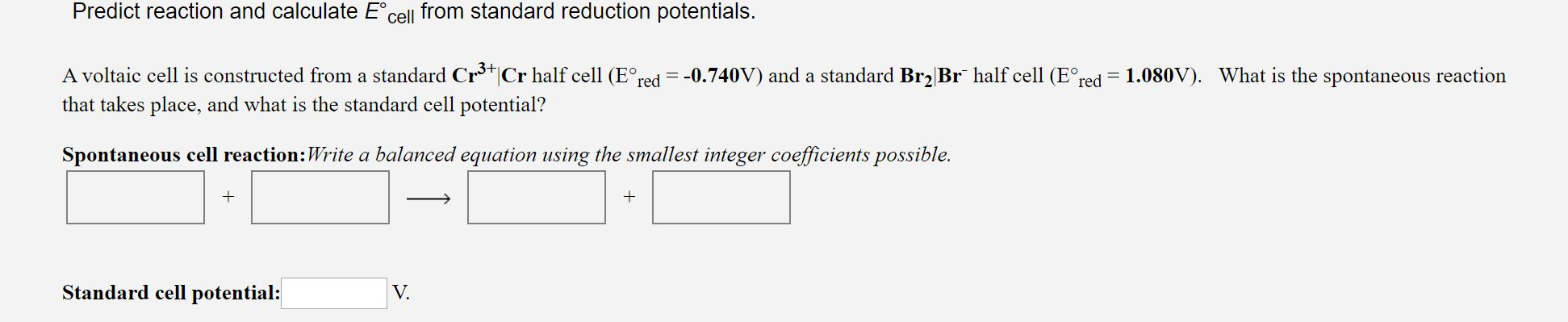 Solved Predict reaction and calculate Eºcell from standard | Chegg.com