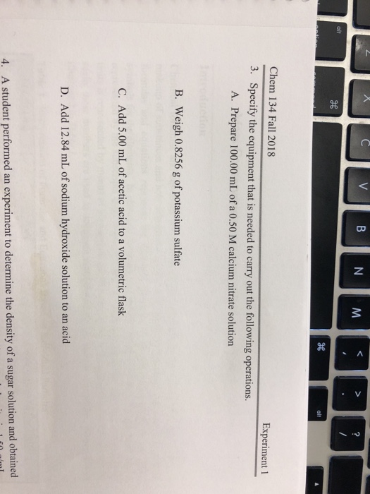 Solved alt Chem 134 Fall 2018 Experiment 1 3. Specify the | Chegg.com