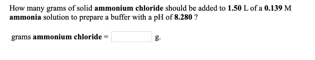 Solved How many grams of solid ammonium chloride should be | Chegg.com
