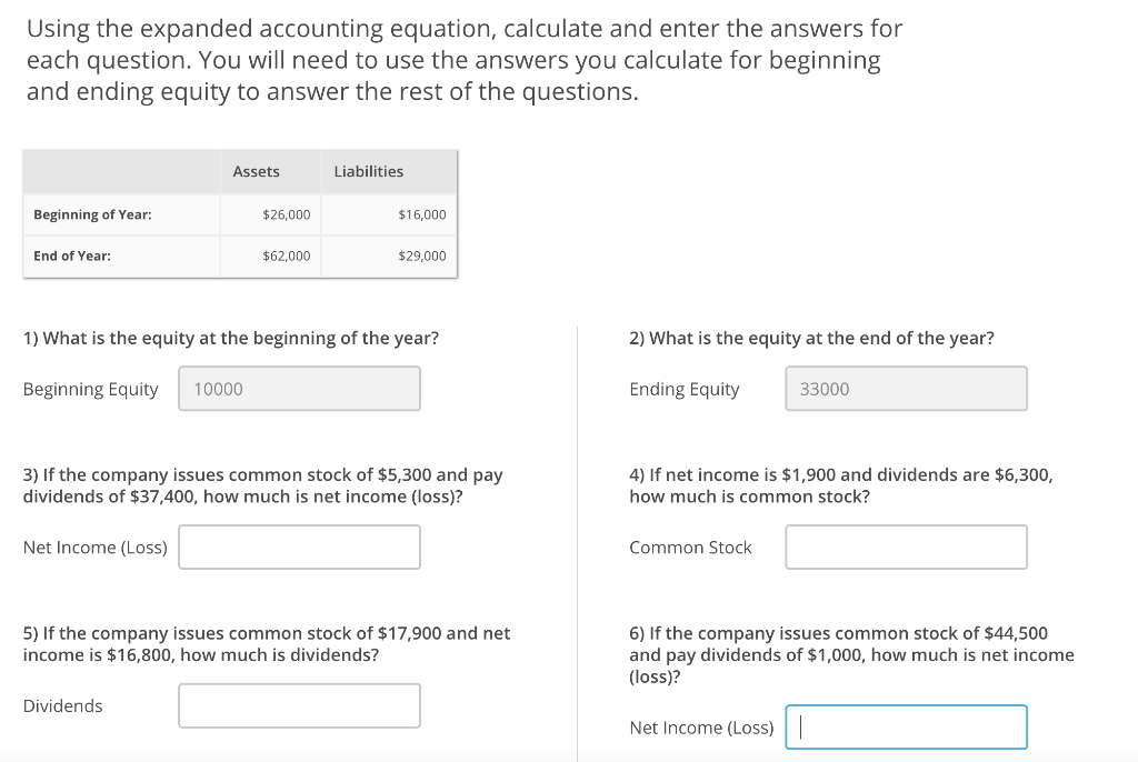 Solved Using the expanded accounting equation, calculate and | Chegg.com