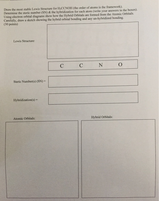 Solved Draw the most stable Lewis Structure for Hl.ccNOH | Chegg.com