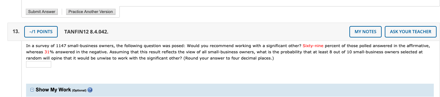 Solved Submit Answer Practice Another Version -/1 POINTS | Chegg.com