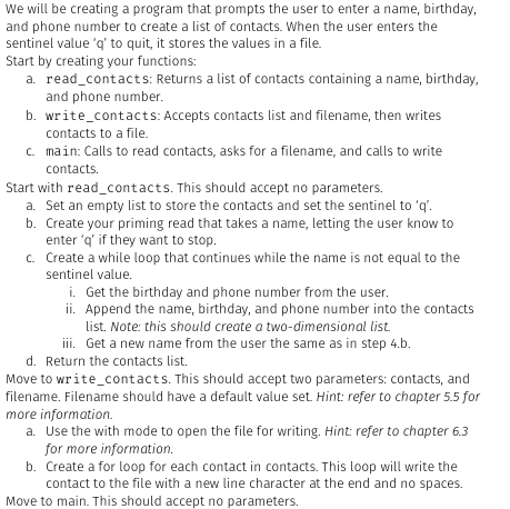Solved We will be creating a program that prompts the user | Chegg.com