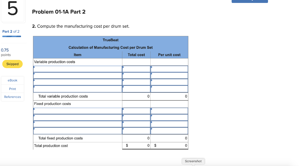 Solved Problem 01-1A Cost computation, classification, and | Chegg.com