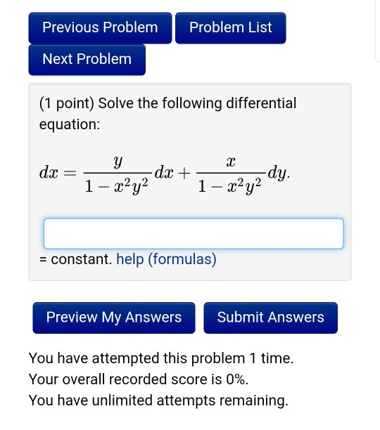 Solved Previous Problem Problem List Next Problem (1 point) | Chegg.com