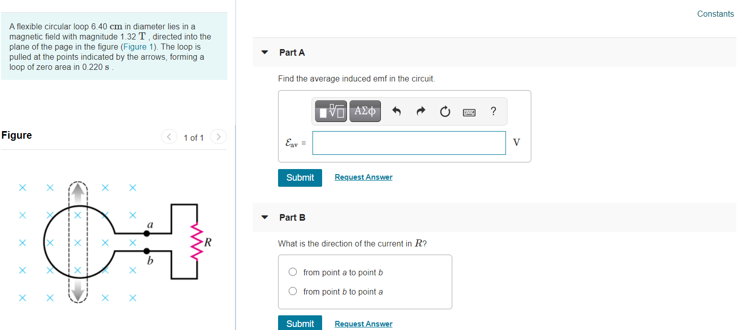 Solved Constants A flexible circular loop 6.40 cm in | Chegg.com