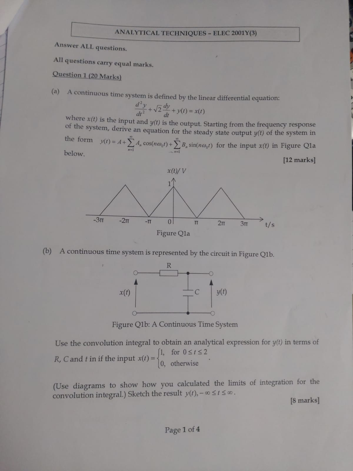 Solved A(a) ﻿A continuous time system is defined by the | Chegg.com
