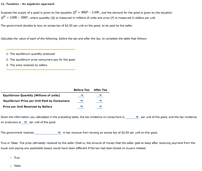 Solved 11. Taxation - An algebraic approach Suppose the | Chegg.com