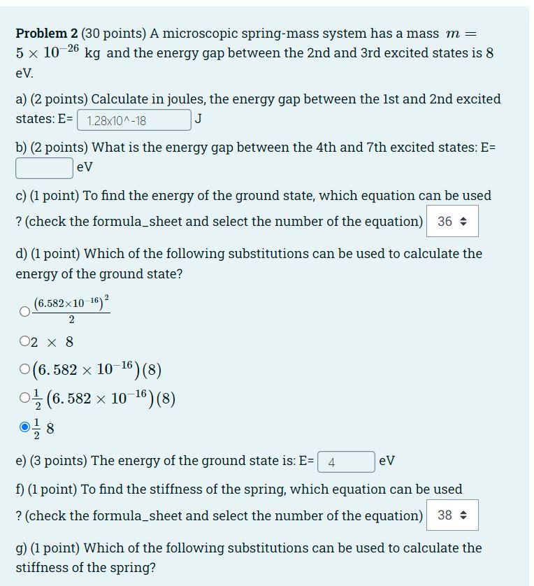 Solved Problem 2 (30 points) A microscopic spring-mass | Chegg.com