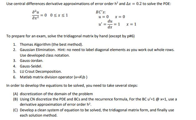 Use central differences derivative approximations of | Chegg.com