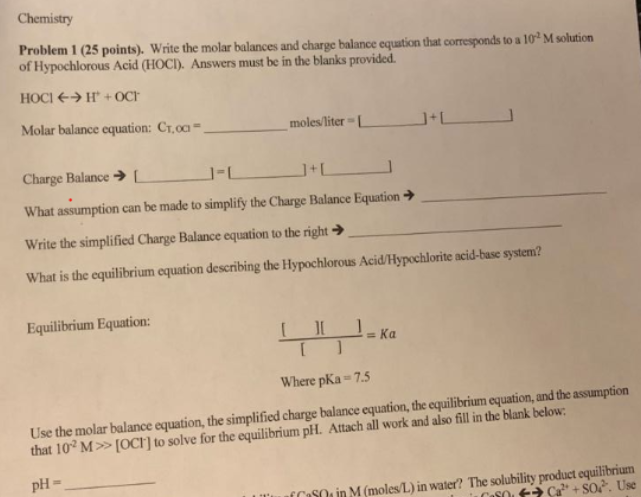 Solved Chemistry Problem 1 (25 points). Write the molar | Chegg.com