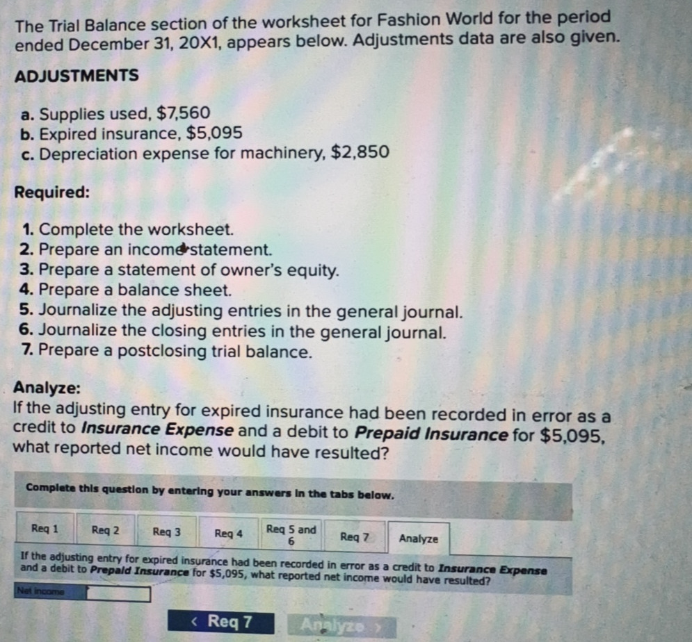 The Trial Balance section of the worksheet for | Chegg.com