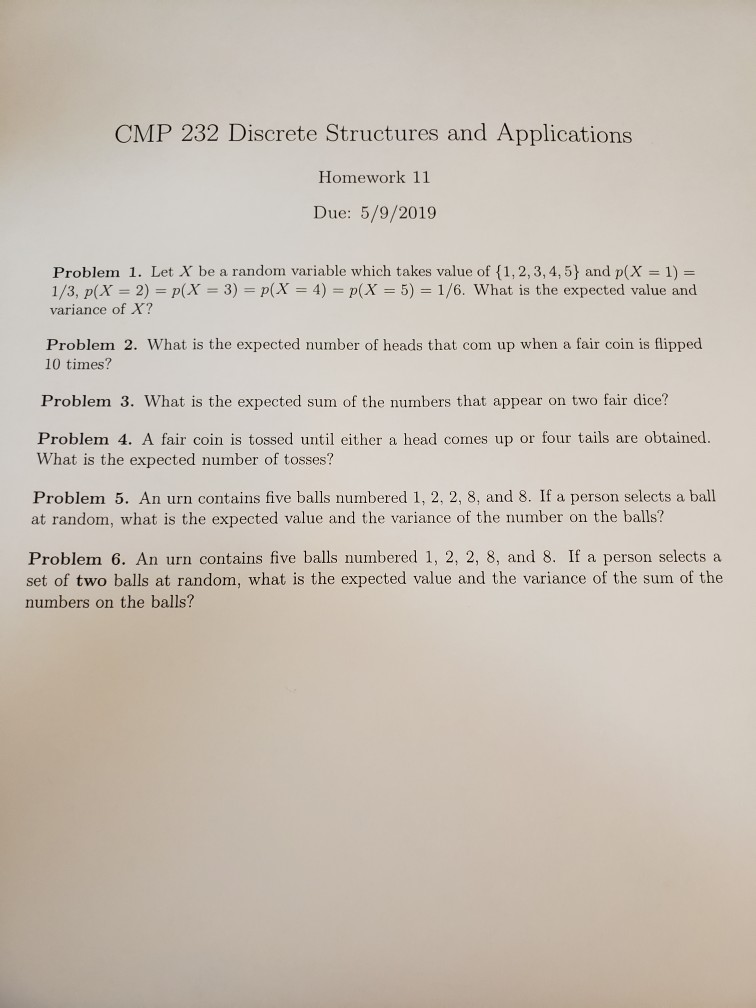 Solved CMP 232 Discrete Structures and Applications Homework | Chegg.com