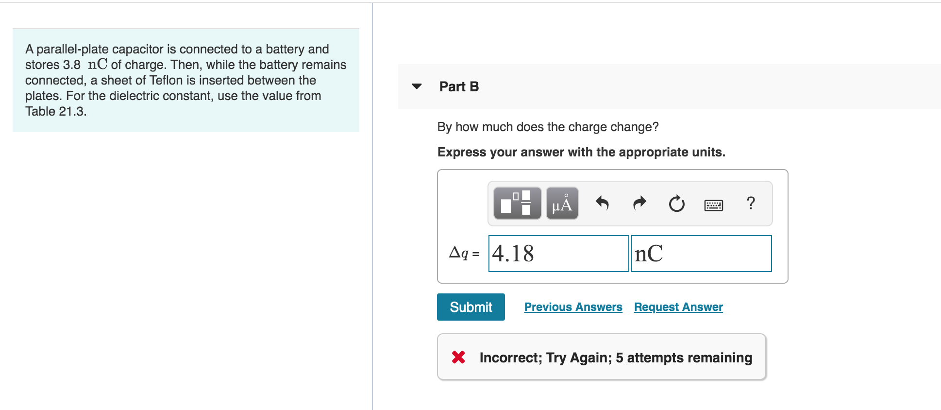 Solved A parallel-plate capacitor is connected to a battery | Chegg.com