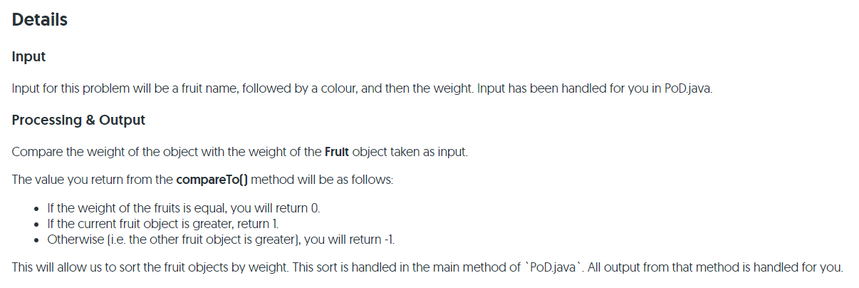 Solved Instructions Today you will be given a Frult class as | Chegg.com