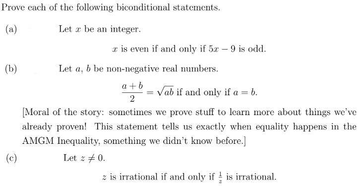Solved Prove each of the following biconditional statements. | Chegg.com