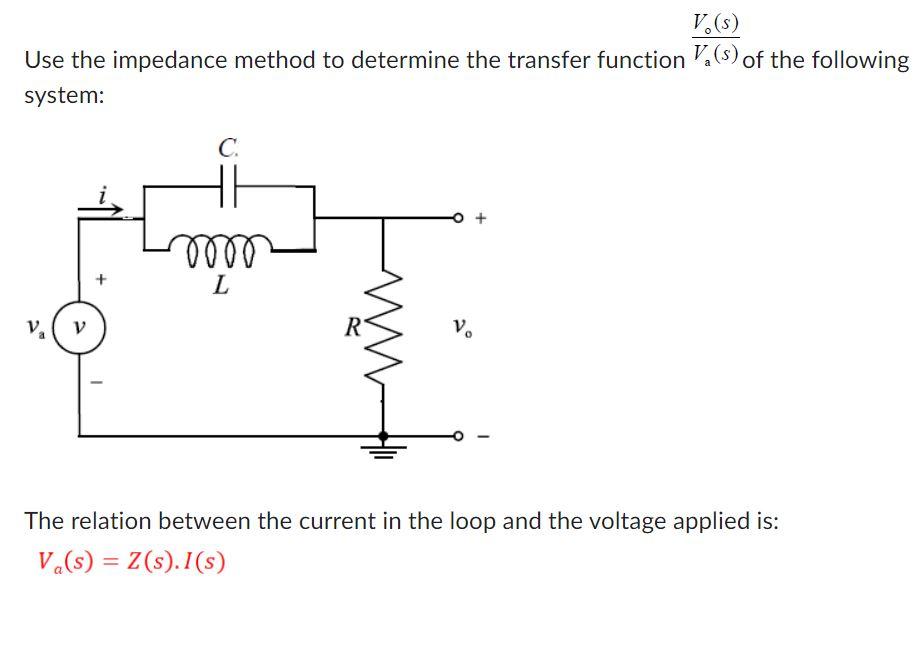 Solved Use the impedance method to determine the transfer | Chegg.com