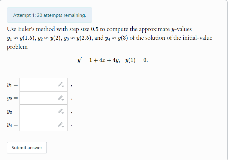 Use Euler's method with step size 0.5 ﻿to compute the | Chegg.com