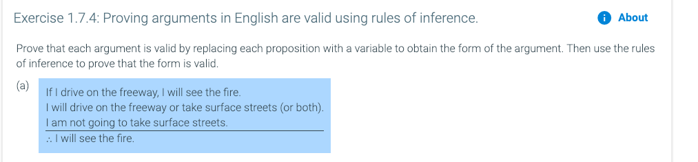 Solved Exercise 1.7.4: Proving arguments in English are | Chegg.com