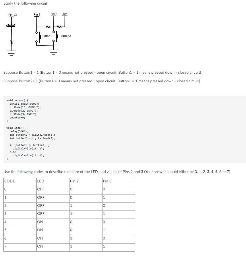 Solved Study the following circuit: Suppose Button1 = 1 | Chegg.com