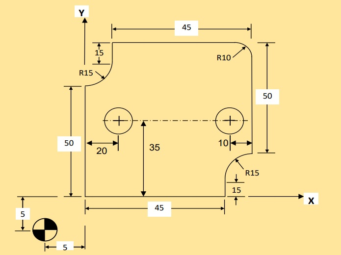 Solved Write a part program for milling the edges of the | Chegg.com