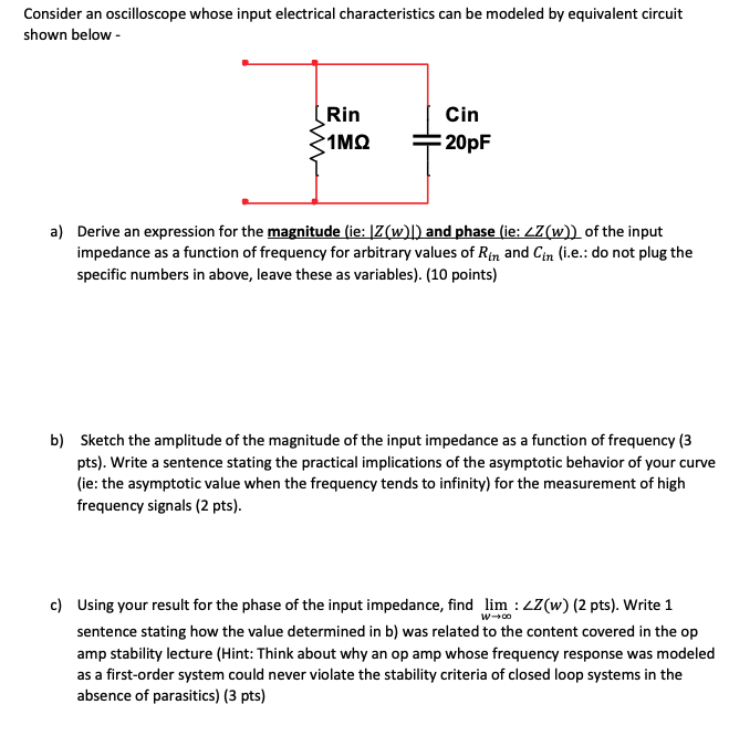 Solved Consider an oscilloscope whose input electrical | Chegg.com