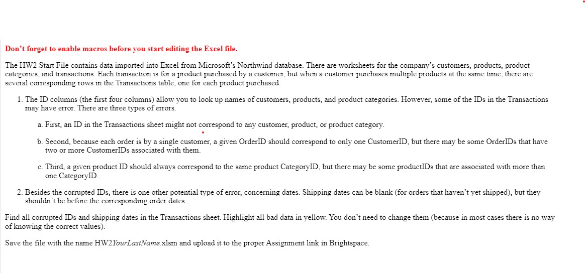 Solved Don't forget to enable macros before you start | Chegg.com