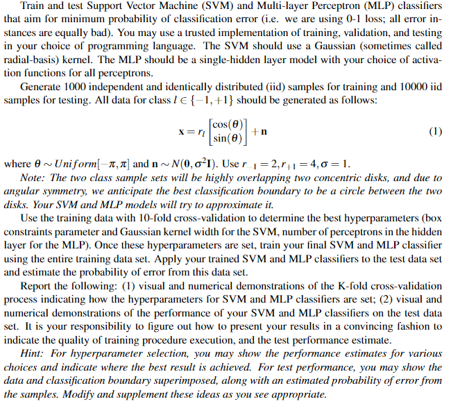 Solved Train and test Support Vector Machine (SVM) and | Chegg.com