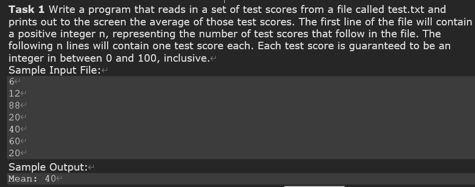 Solved Task 1 Write a program that reads in a set of test | Chegg.com