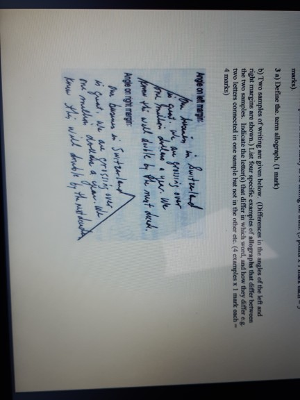 marks) 3 a) Define the. term allograph. (1 mark) b) | Chegg.com