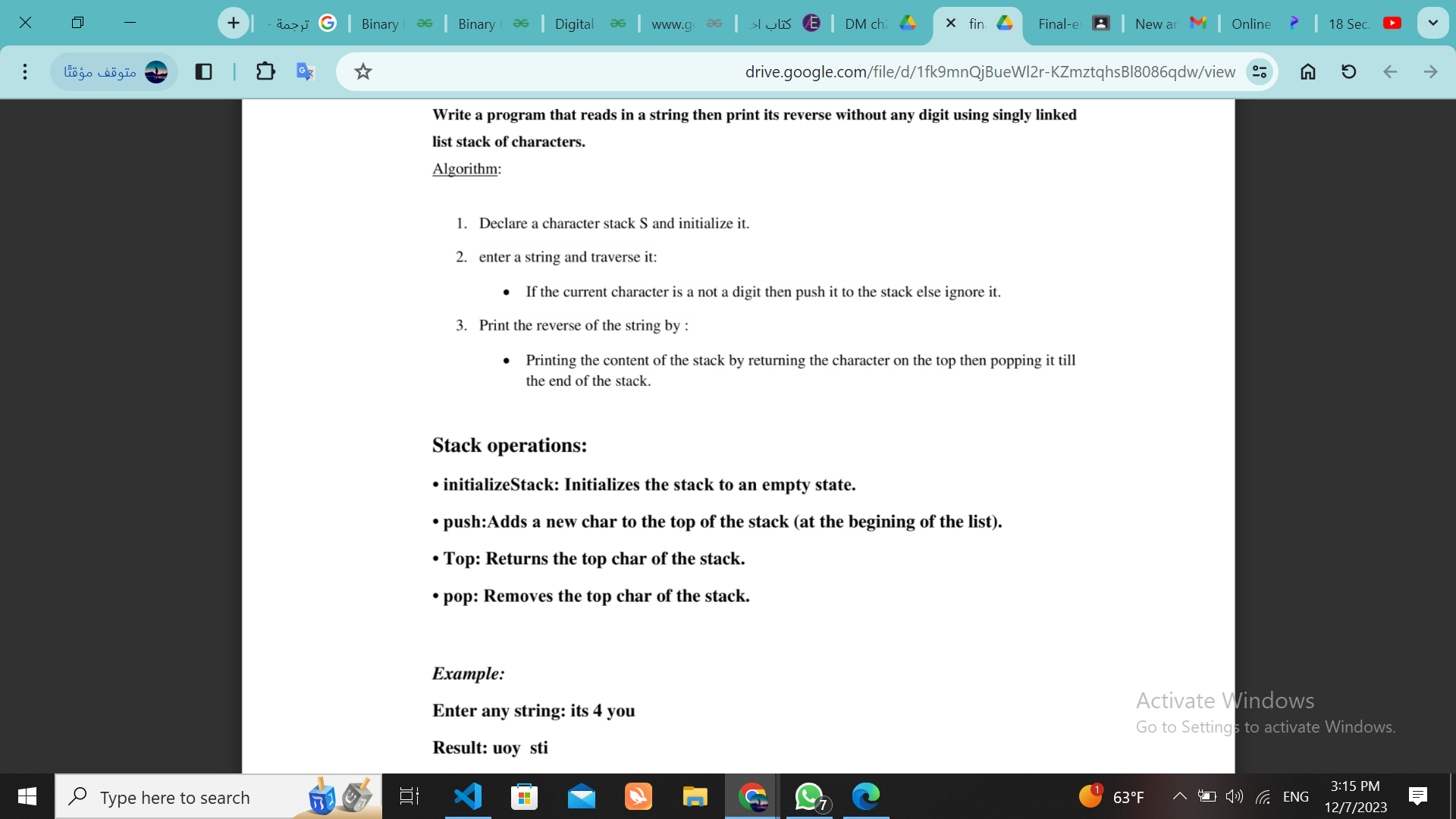 Solved Write a program that reads in a string then print its | Chegg.com