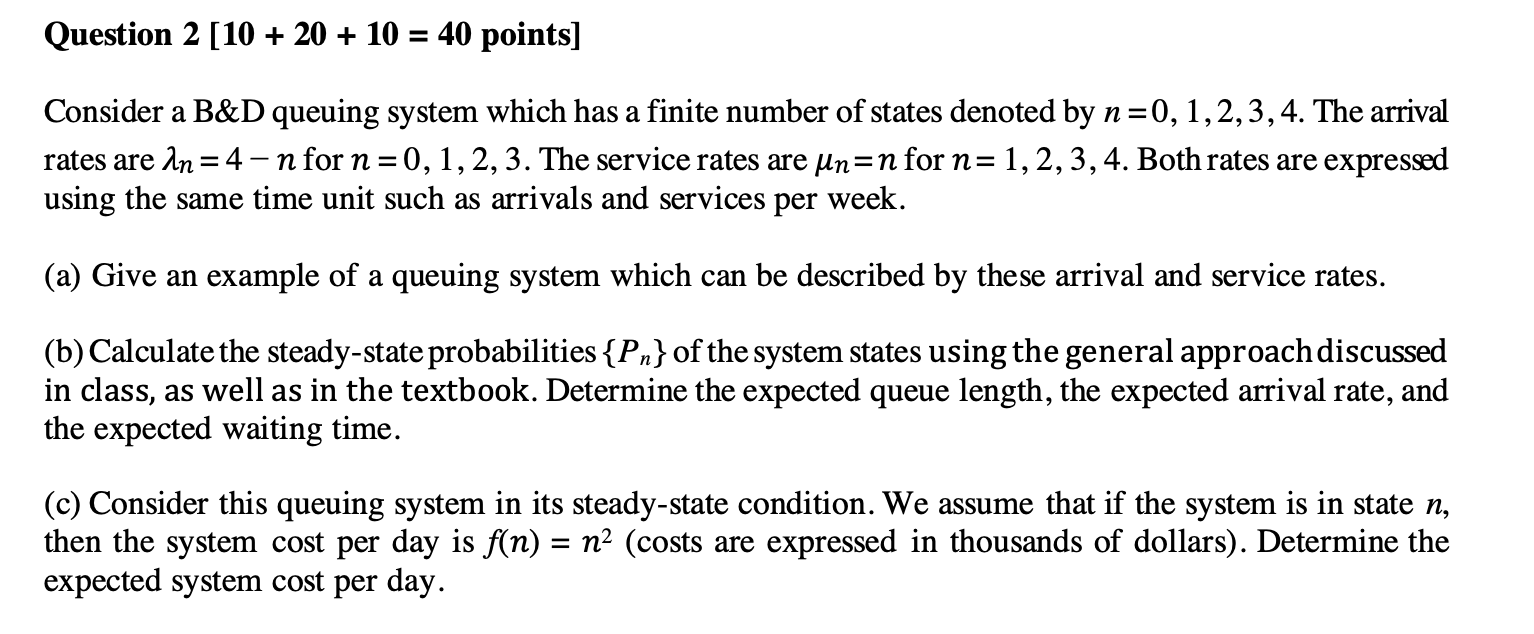 Question 2[10+20+10=40 points ] Consider a B\&D | Chegg.com