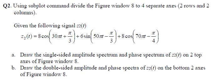 Solved Q2. Using subplot command divide the Figure window 8 | Chegg.com