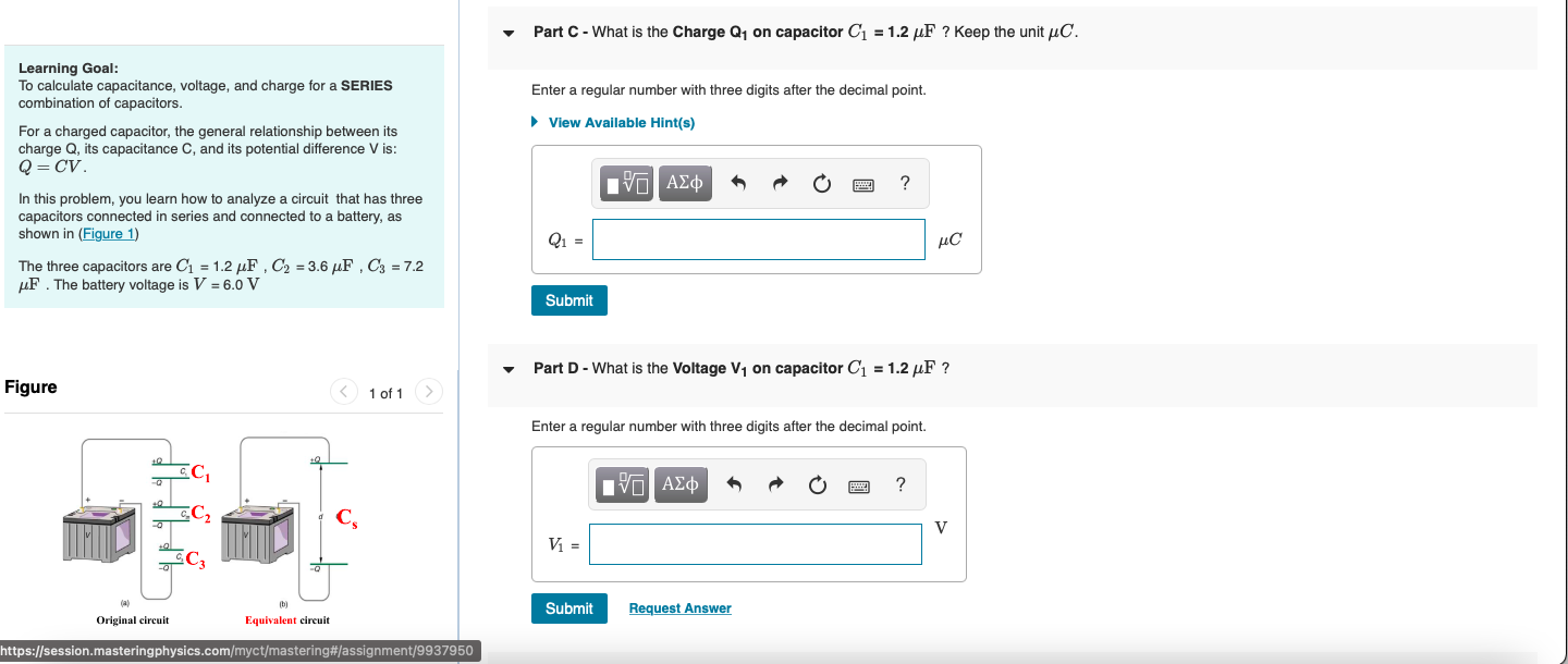 [Solved]: Learning Goal: To calculate capacitance, voltage