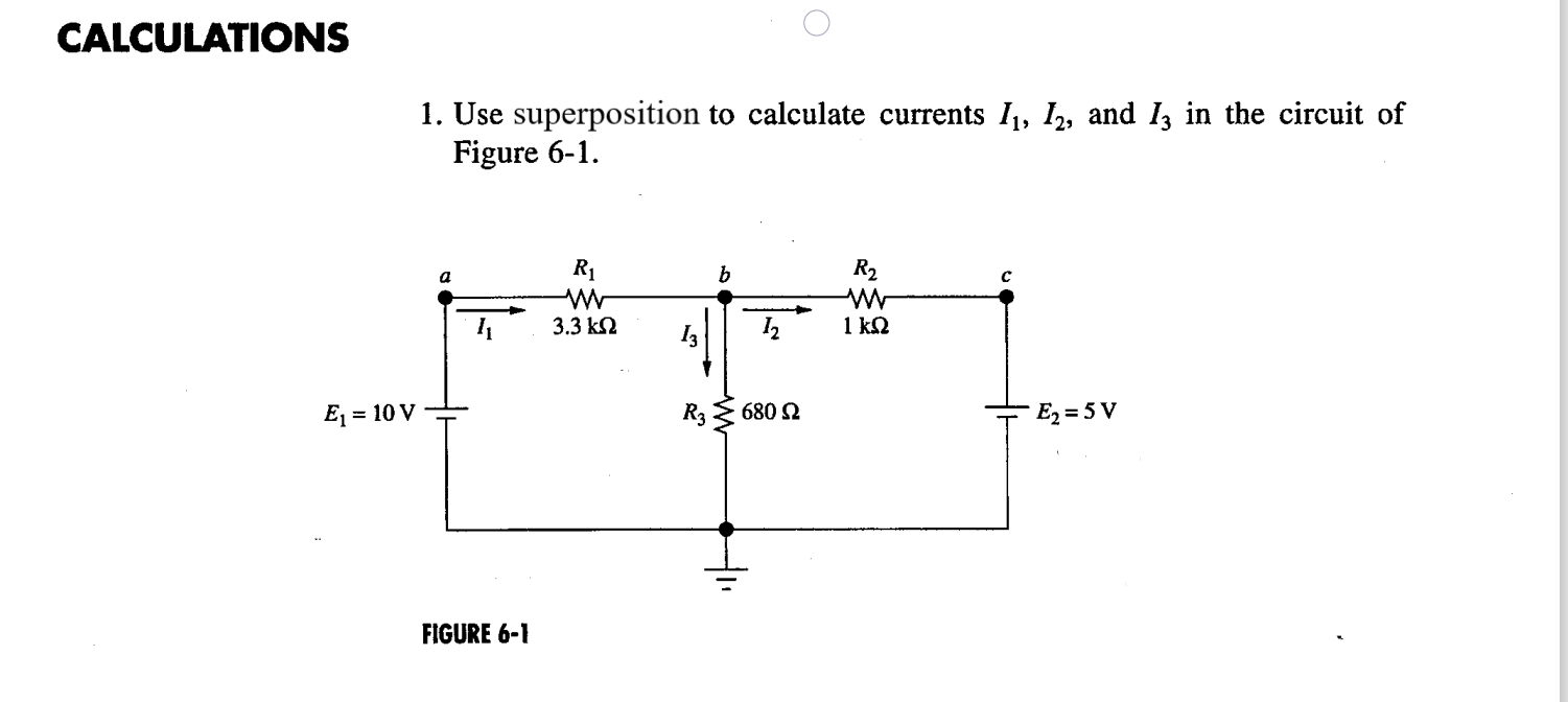 Solved 1. Use superposition to calculate currents I1,I2, and | Chegg.com