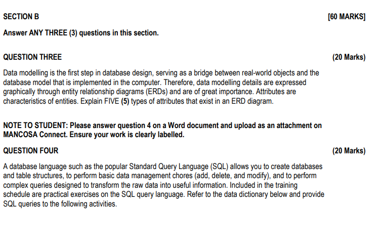 Solved SECTION B [60MAF Answer ANY THREE (3) questions in | Chegg.com