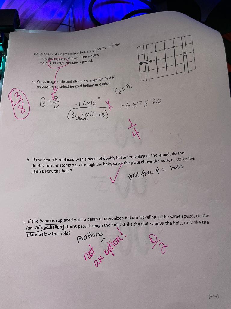 Solved 10. A beam of singly ionized helium is injected into | Chegg.com
