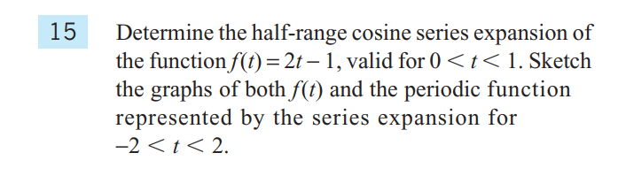 Solved 15 Determine the half-range cosine series expansion | Chegg.com
