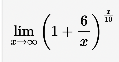 Solved limx→∞(1+x6)10x | Chegg.com