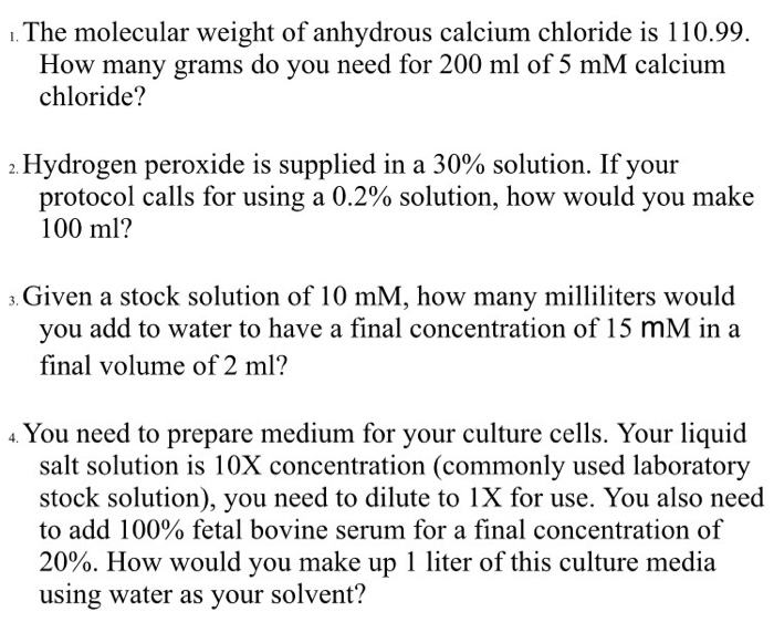 Solved Please answer the following molarity problems showing | Chegg.com