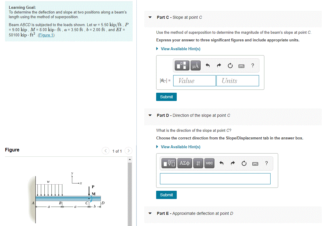 Solved Part A - Deflection at point C Learning Goal: To | Chegg.com