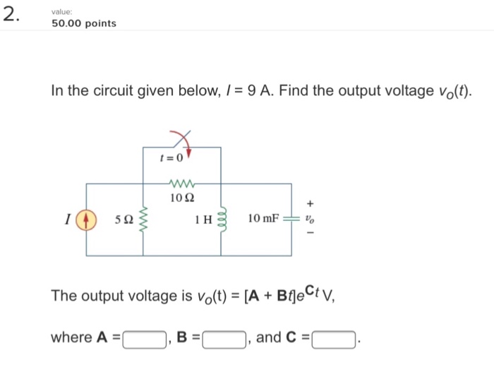 Solved value 50.00 points In the circuit given below, I 9 A. | Chegg.com