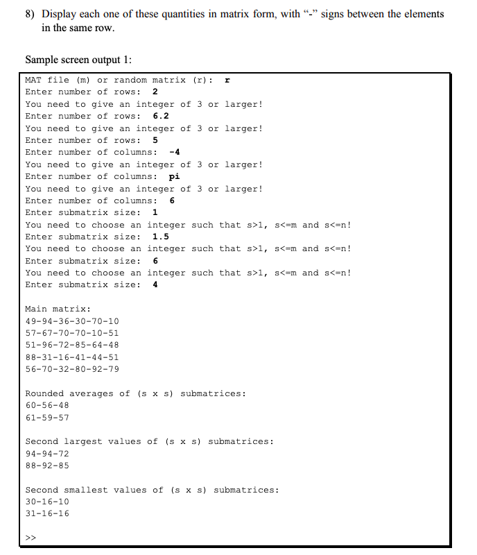 Arrays-Matrices: Submatrix operations Write a MATLAB | Chegg.com