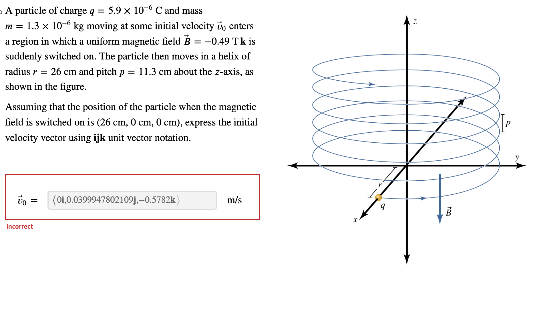 Solved A particle of charge q=5.9×10−6C and mass m=1.3×10−6 | Chegg.com