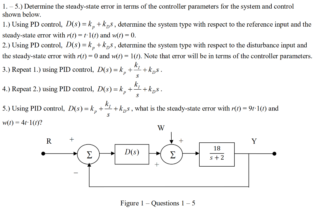 1. - 5.) Determine the steady-state error in terms of | Chegg.com
