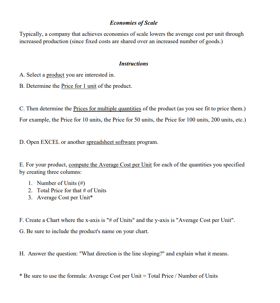 Solved Economies of Scale Typically, a company that achieves | Chegg.com