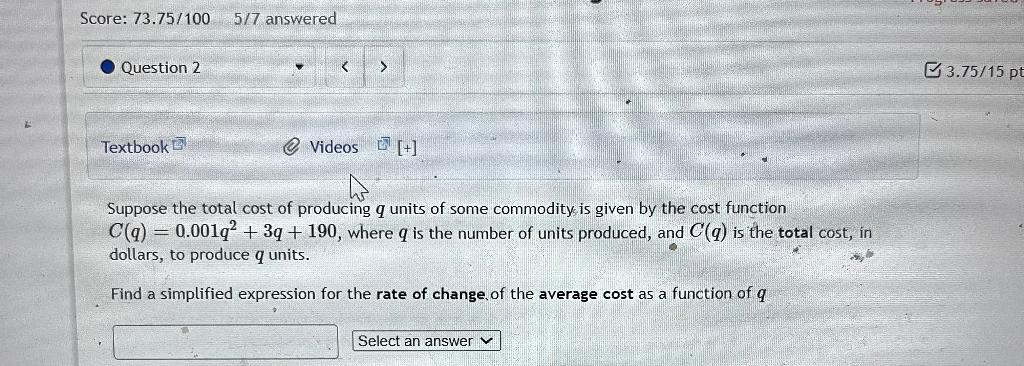 Solved Suppose the total cost of producing q units of some | Chegg.com