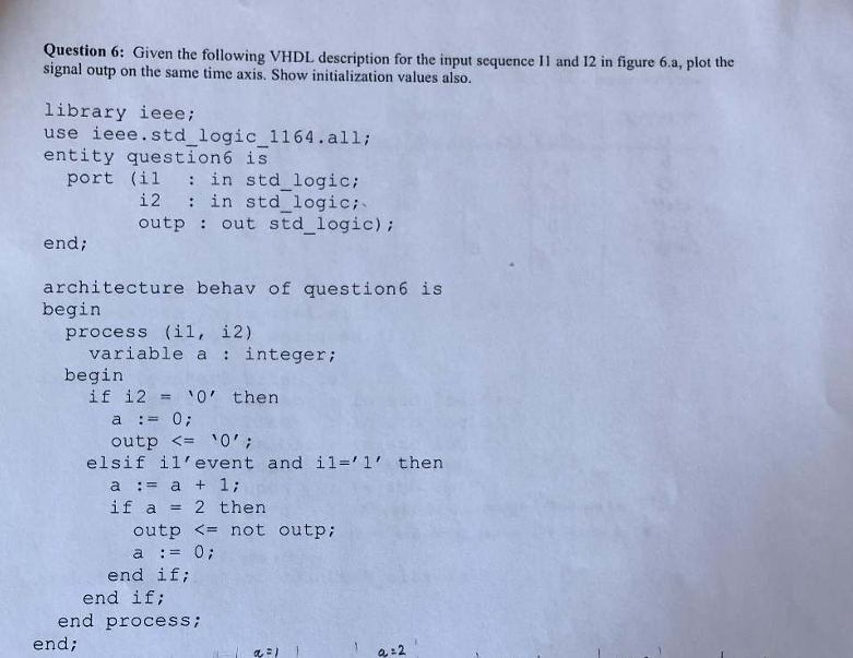 Question 6: Given the following VHDL description for | Chegg.com